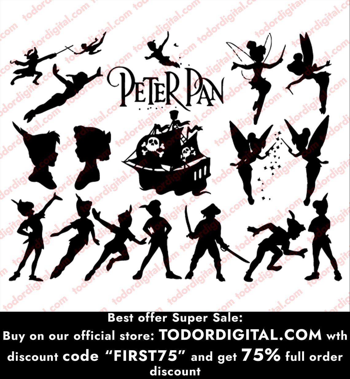 Peter Pan SVG Bundle - Peter Pan Silhoutette - Peter Pan Svg File ...