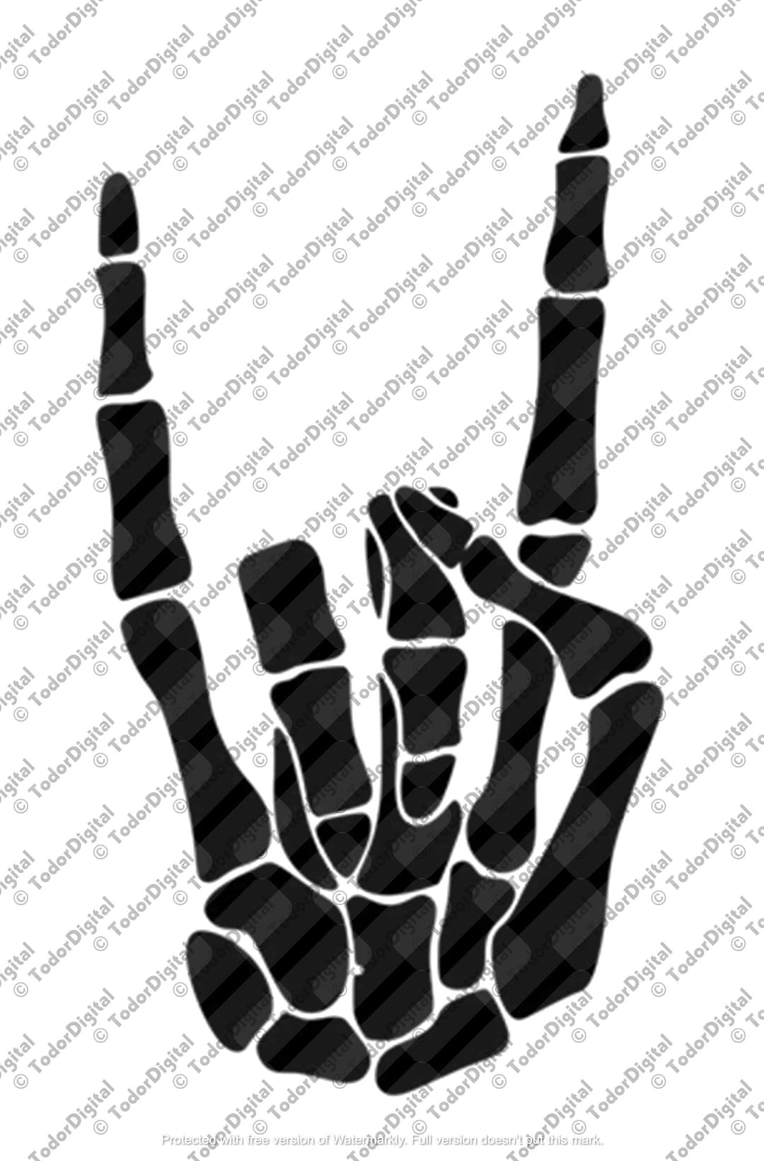 Rock on Skeleton Hand Svg: Rock N Roll Cricut Silhouette (digital ...