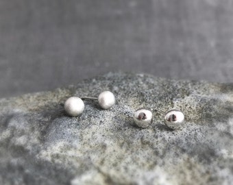 Sterling Silver Round Stud Earrings With Curved Lines, Round Post ...