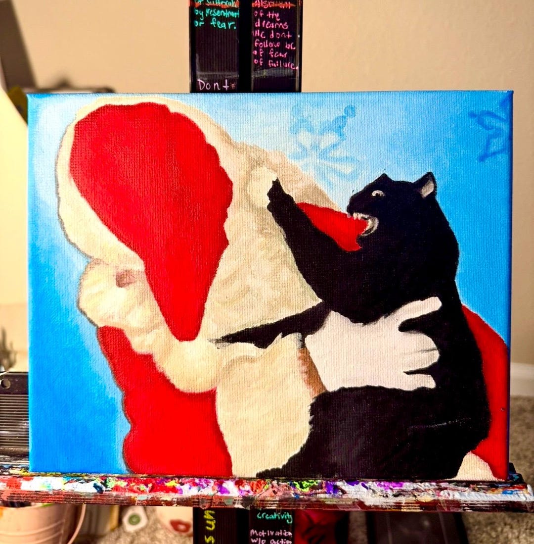 Cursed Christmas Cat (original) - Etsy