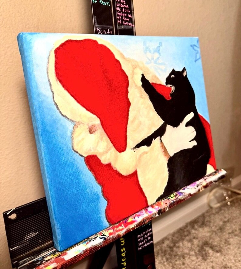 Cursed Christmas Cat (original) - Etsy