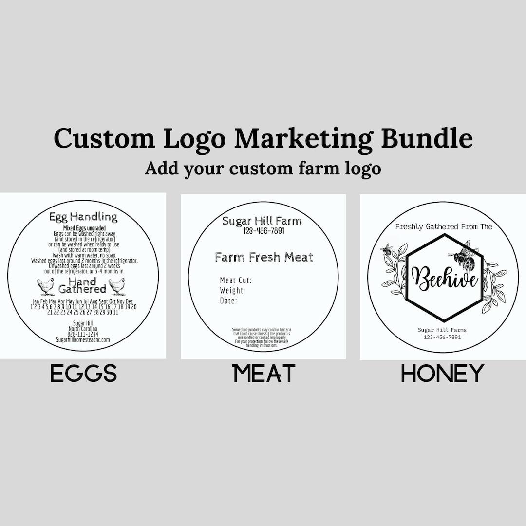 Farm Marketing Bundle - Custom Logo - Egg Labels - Honey Labels - Meat ...