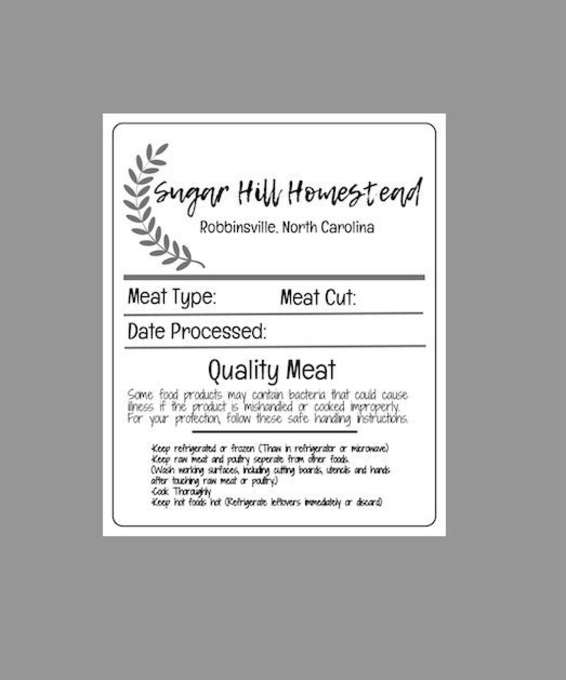 Meat Labels Safe Handling Instructions Meat Processing - Etsy