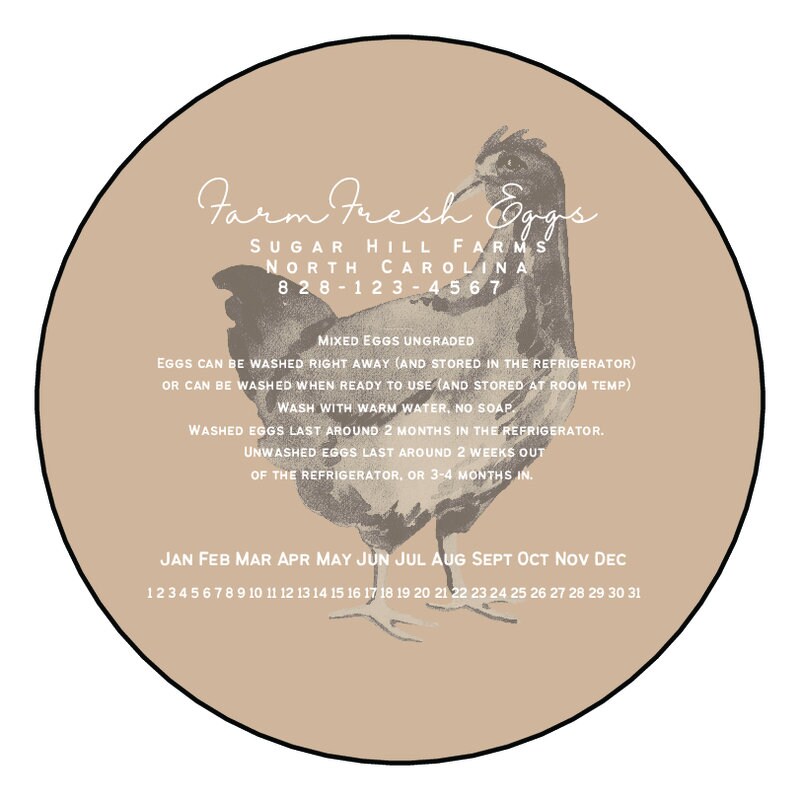 Printed Farm Labels Egg Labels Farm Labels Round Farm - Etsy