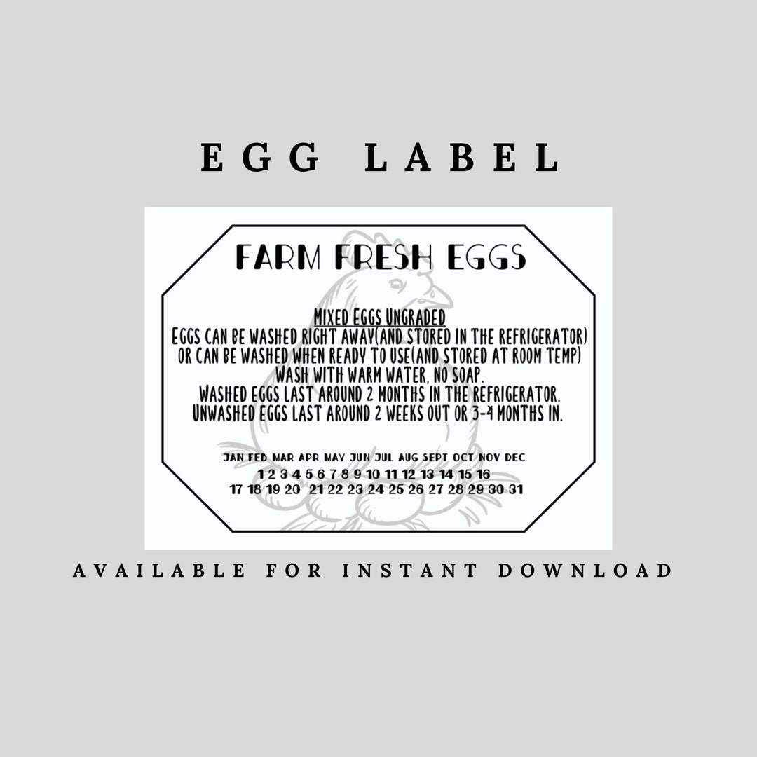 Chicken Date Labels - Fresh Egg Stickers - Farm Fresh Labels - Egg ...