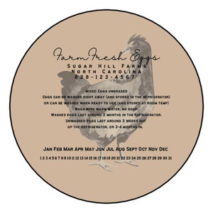 Printed Farm Labels - Egg Labels - Farm Labels - Round Farm Label ...