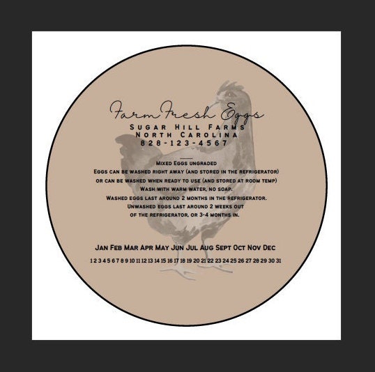 Printed Farm Labels - Egg Labels - Farm Labels - Round Farm Label ...