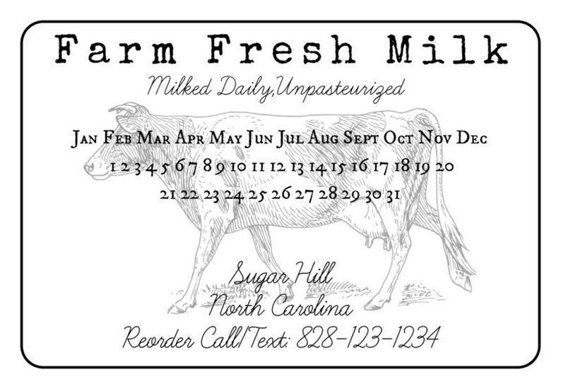 Fresh Milk Stickers - Milk Labels - Farm Fresh Labels -milk Carton ...
