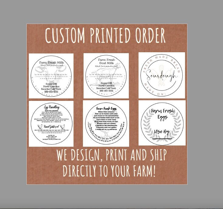 Printed Farm Labels - Egg Labels - Farm Labels - Milk Labels - Round ...