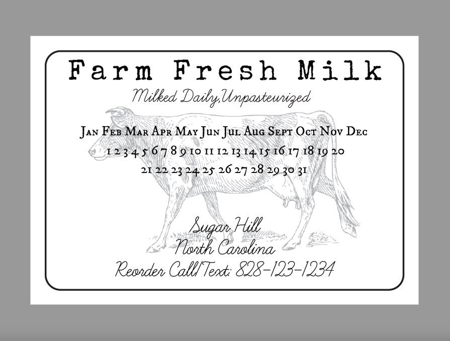 Fresh Milk Stickers - Milk Labels - Farm Fresh Labels -milk Carton ...
