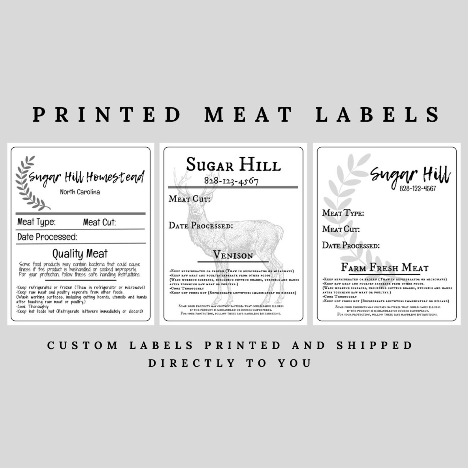 Printed Meat Labels Venison Labels Farm Labels Printed Meat Label Farm ...