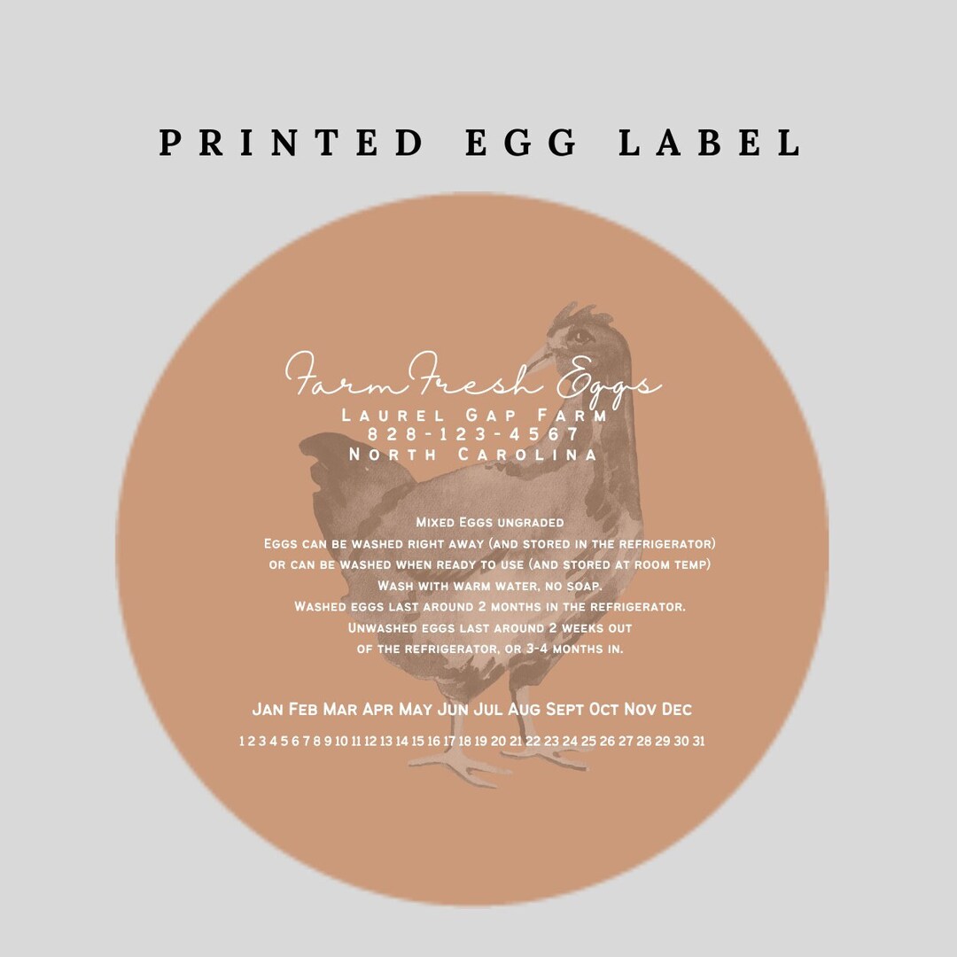 Printed Farm Labels - Egg Labels - Farm Labels - Round Farm Label ...