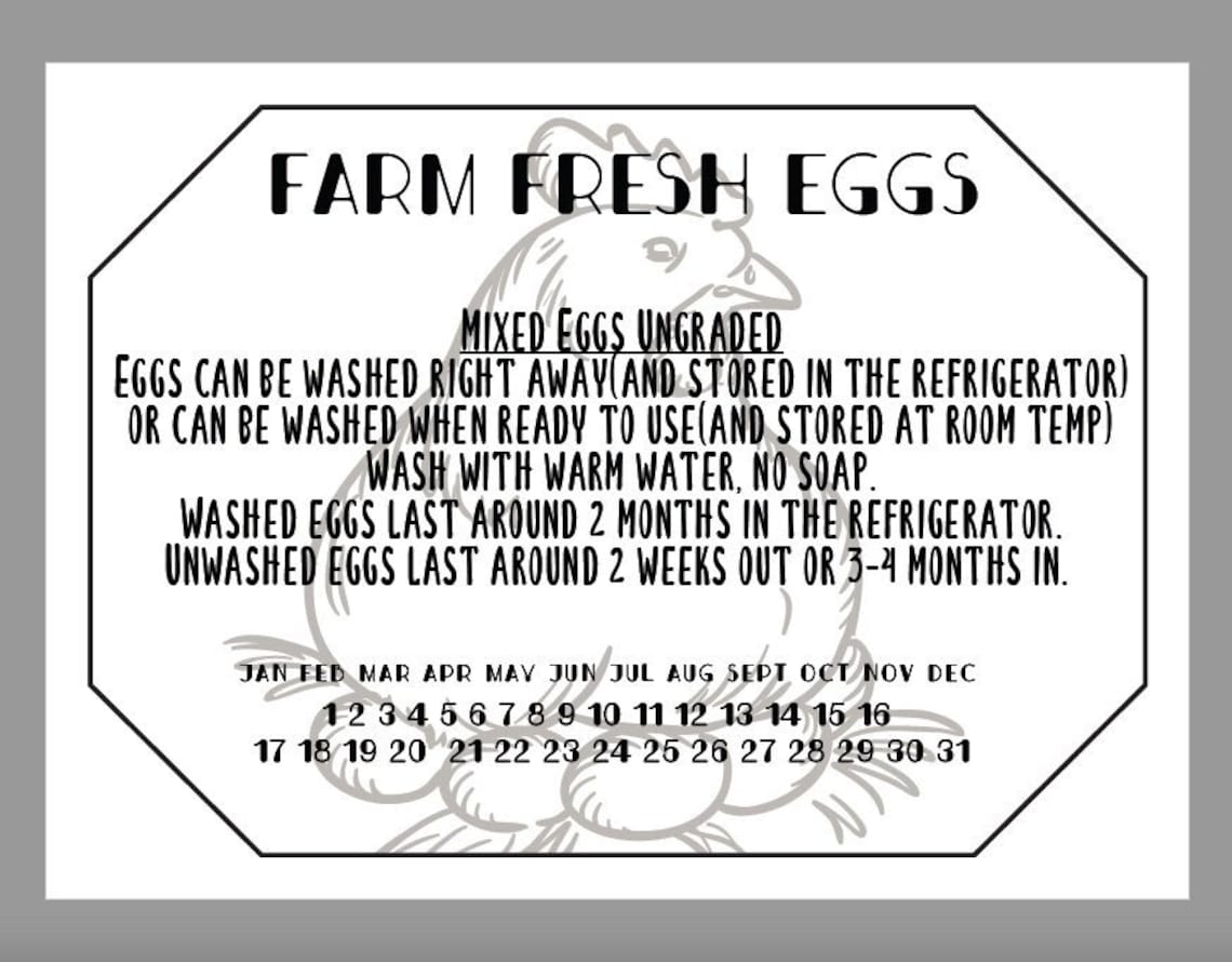Chicken Date Labels Fresh Egg Stickers Farm Fresh Labels Egg Carton ...
