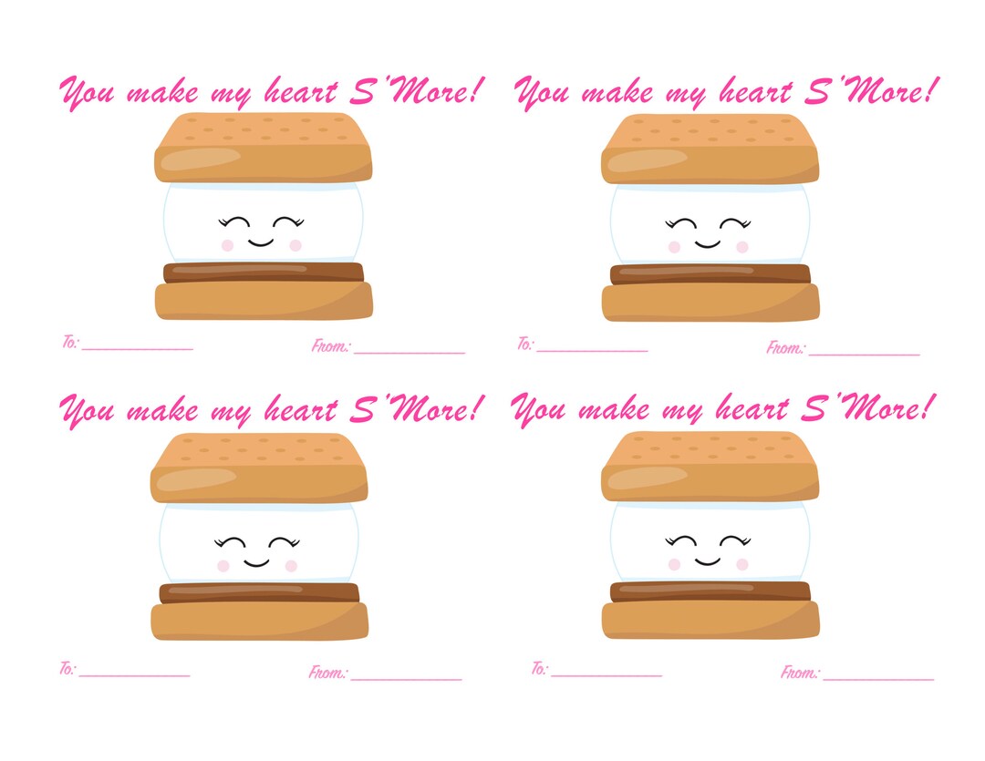 Smores and S'mores ! Cute and Adorable Valentine's Day Card Printable ...