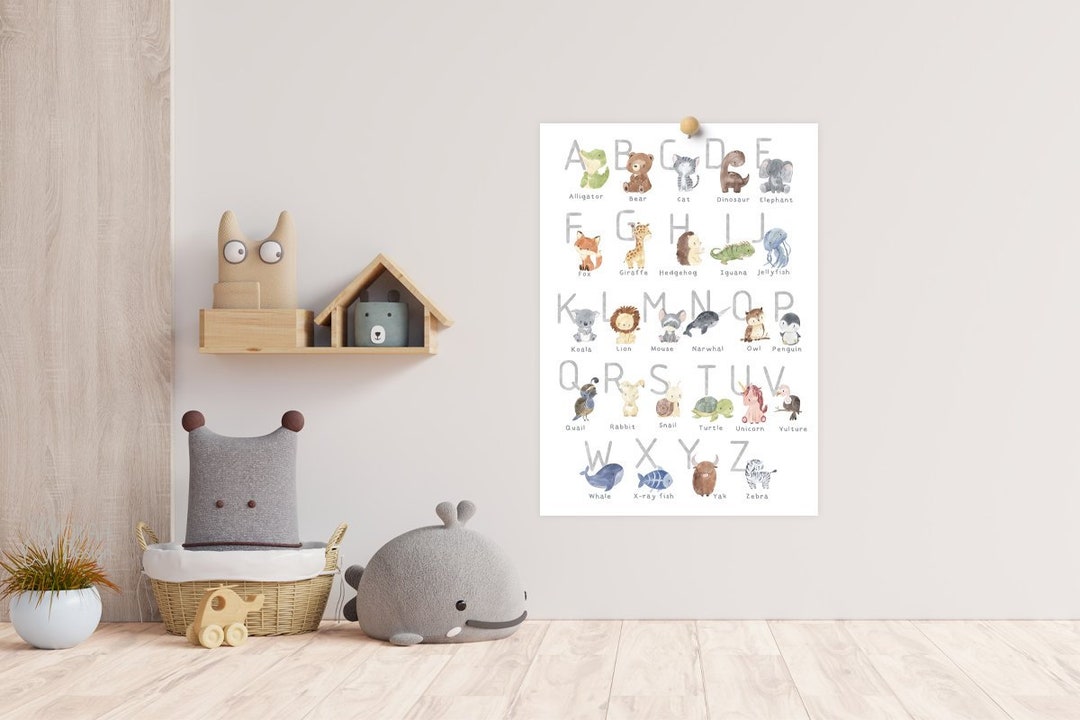 Watercolor Animal Alphabet Poster – Nursery Art Print (digital Download ...