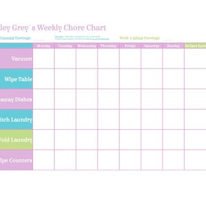 Chore Chart - Kawaii Cute Style - Immediate Download and Easy to Self ...