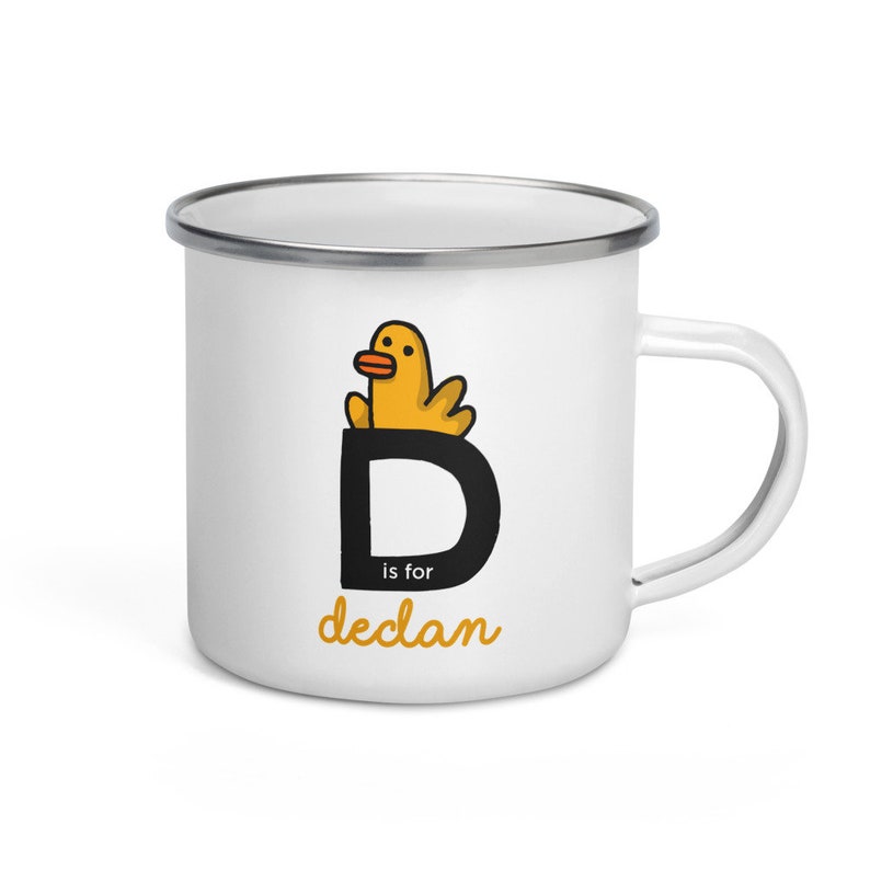 Personalized Kids Mug / Letter D Enamel Mug for Kids / Cute - Etsy