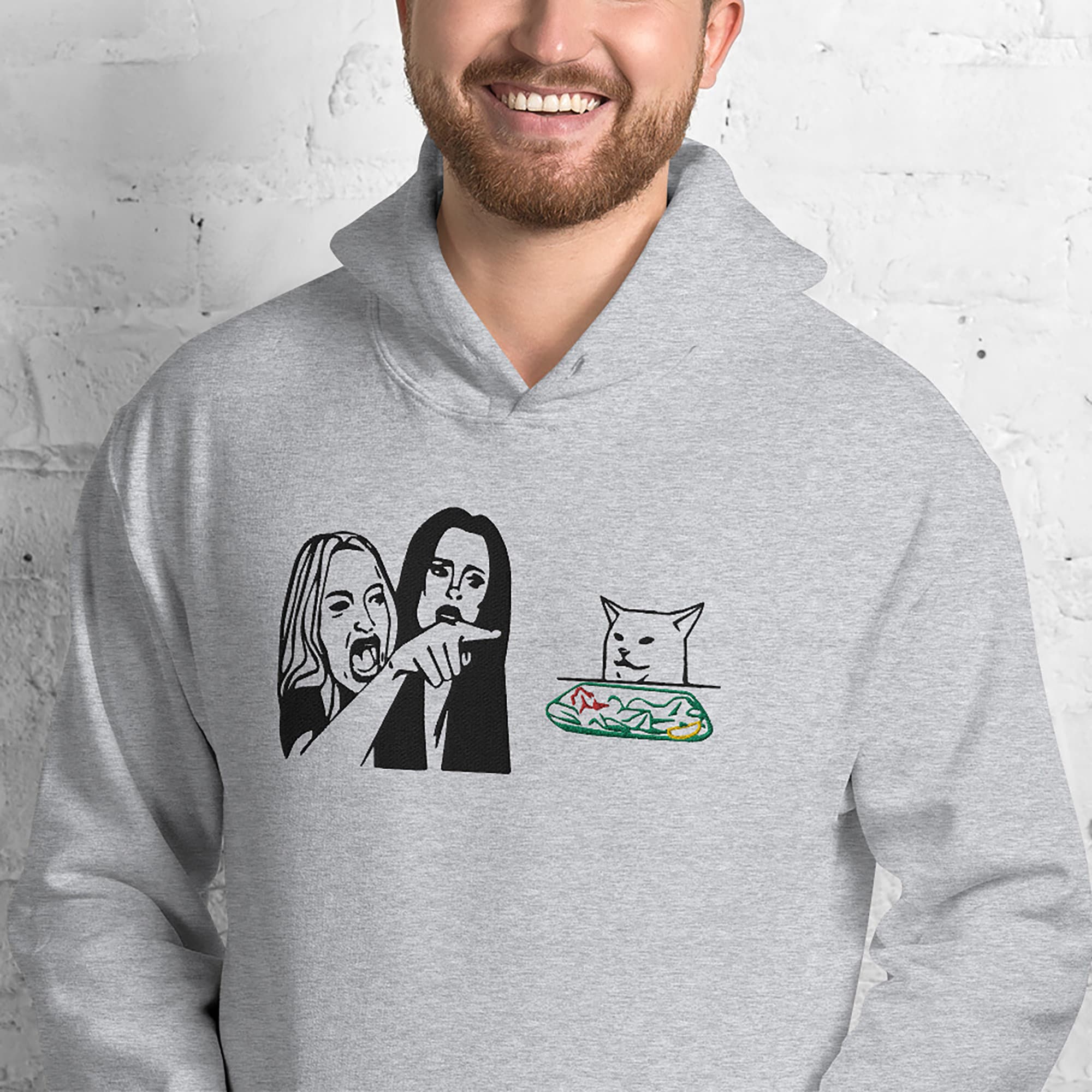 Woman Yelling at Cat EMBROIDERED Hoodie / Funny Cat Sweatshirt / Meme ...