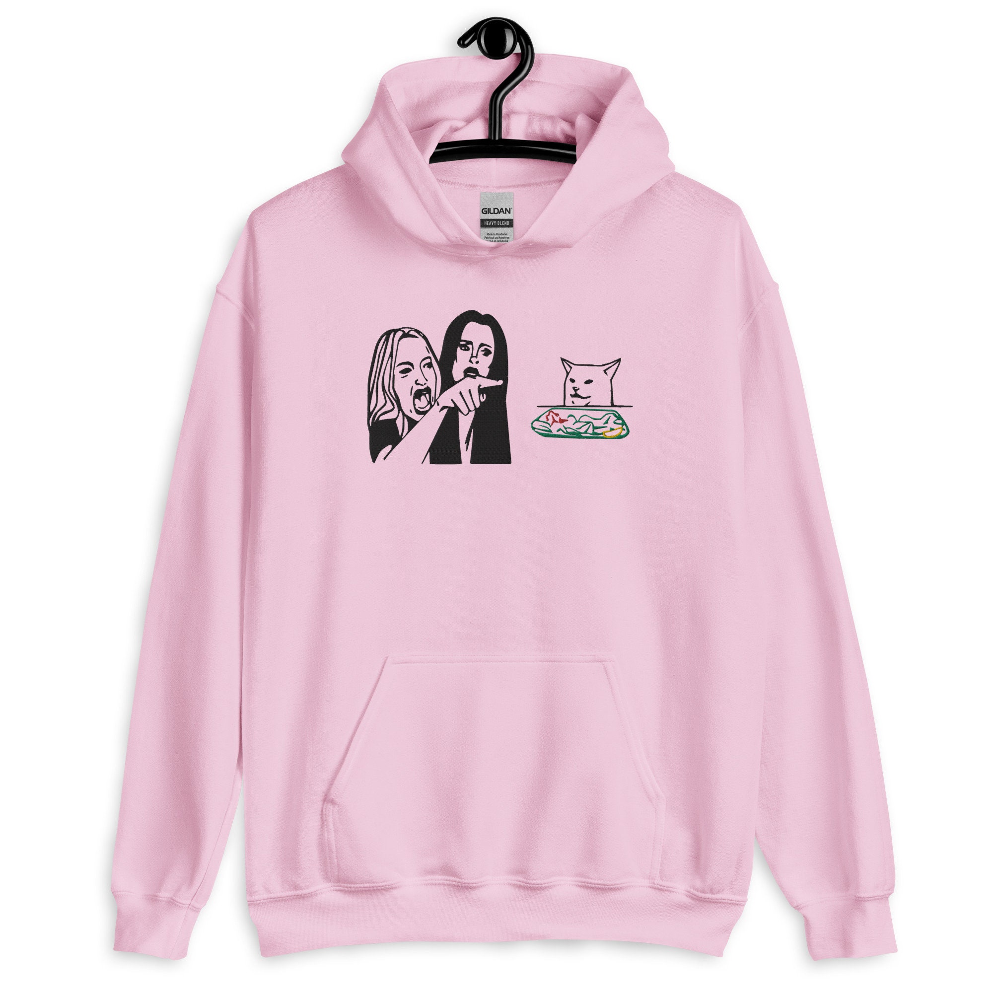 Woman Yelling at Cat EMBROIDERED Hoodie / Funny Cat Sweatshirt / Meme ...