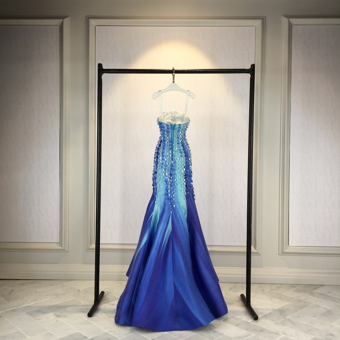 Blue Gradient With Cut Glass Bugle Beads Dress for Fashion Royalty, 12 ...