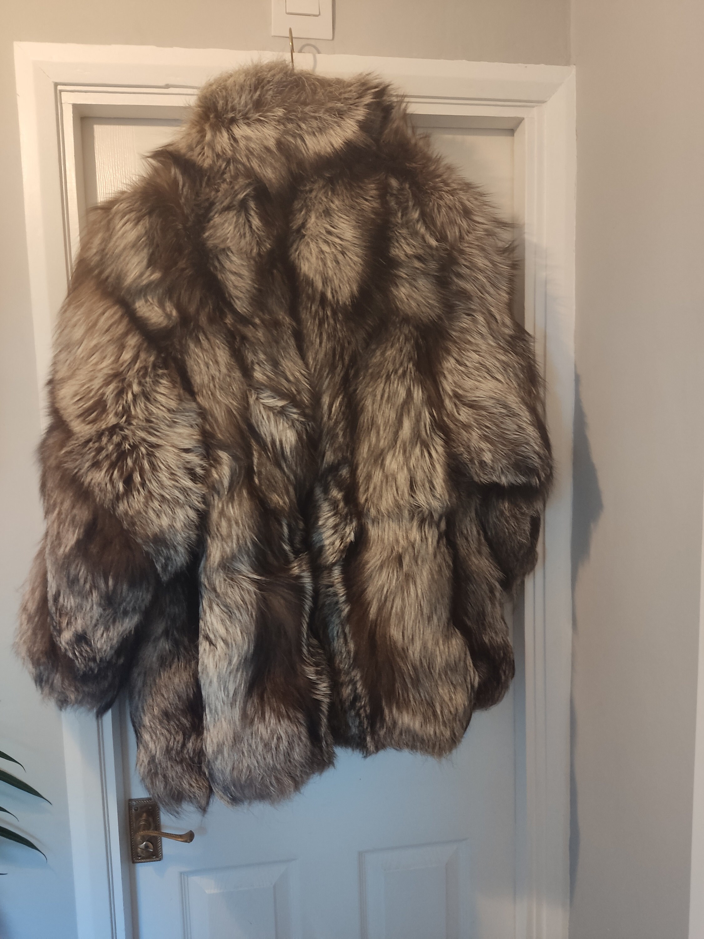 Short Silver / Indigo Fox Fur Coat / Jacket Size Large 12 / 14 / 16 ...