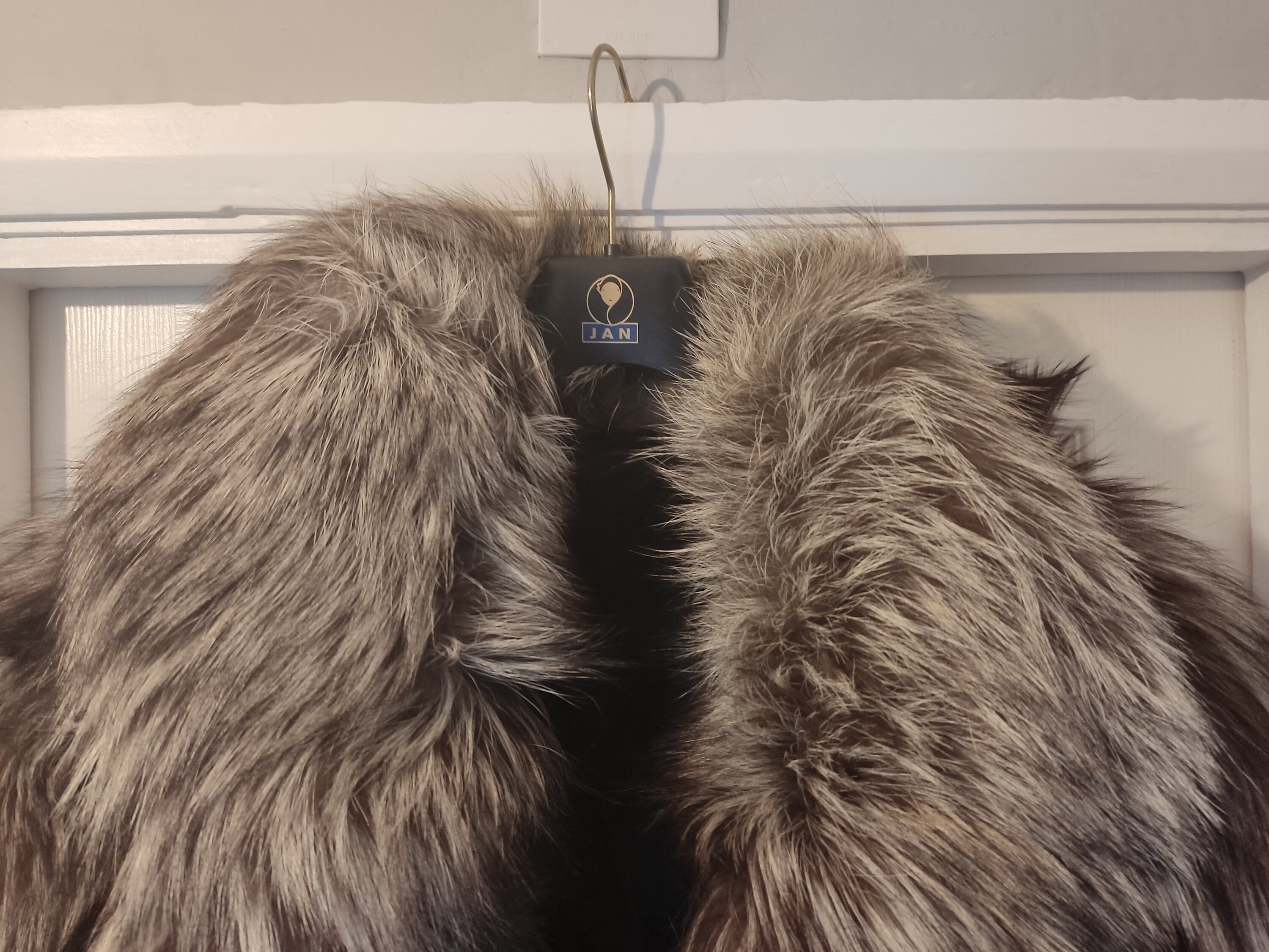 Short Silver / Indigo Fox Fur Coat / Jacket Size Large 12 / 14 / 16 ...
