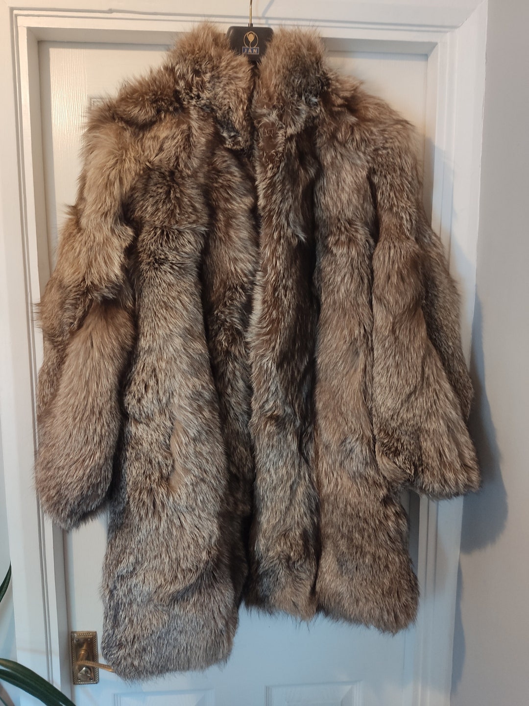 Short Silver / Indigo Fox Fur Coat / Jacket Size Large / 12 / 14 / 16 ...