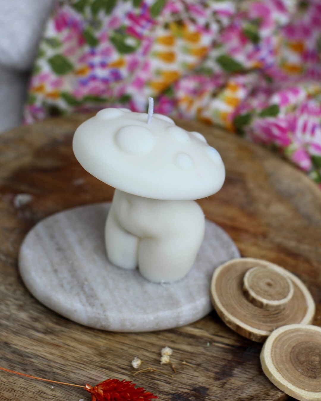 Woman's Body Candle With Mushroom Head - Natural Handmade - Vegan ...
