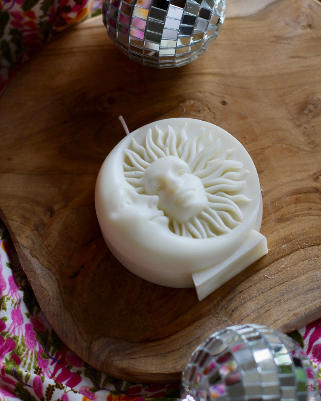 Celestial Moon and Sun Candle With Faces, Several Colors and ...