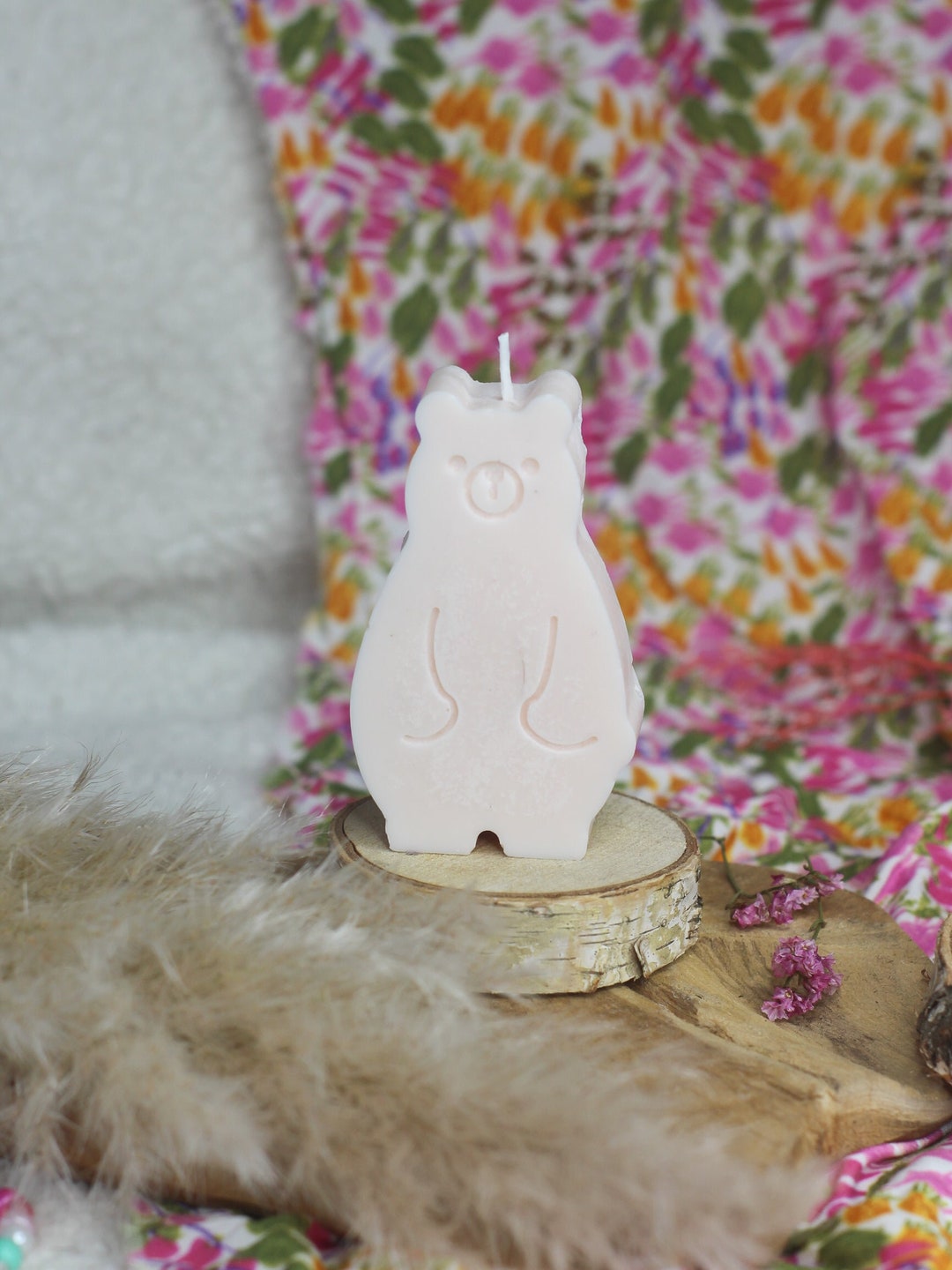 Bear-shaped Candle, Cute Pastel Pink Teddy Bear Handmade and Natural - Etsy