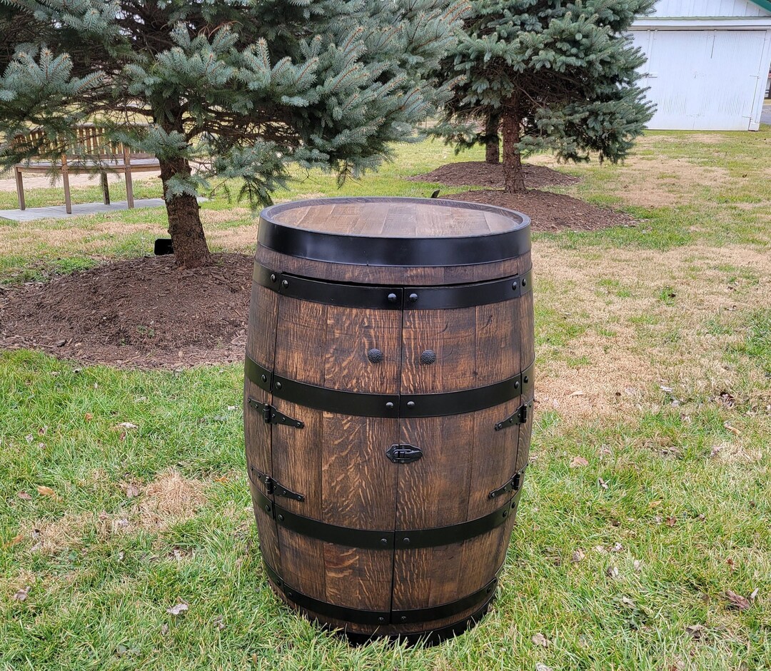 Handcrafted Reclaimed Whiskey Barrel Liquor Cabinet: Rustic Home Bar - Etsy