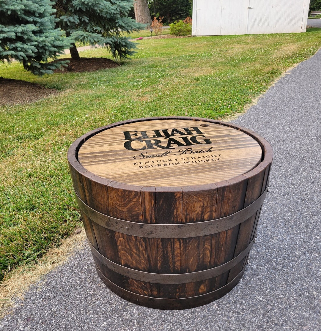 Whiskey Barrel Side Table With Storage: Bourbon Barrel Cabinet - Etsy