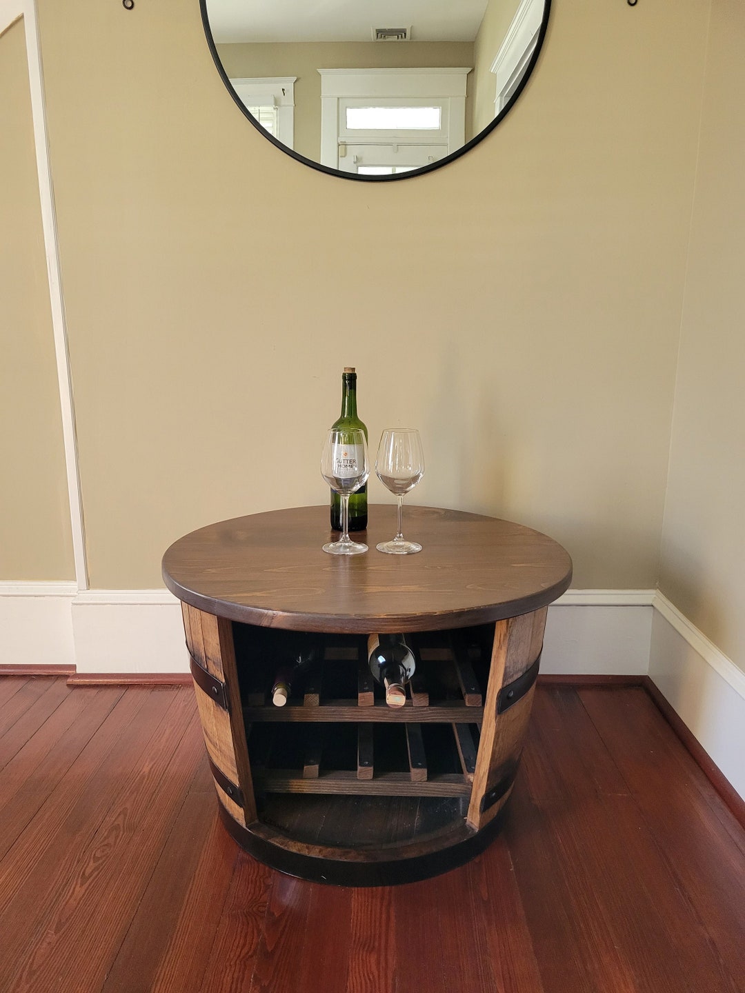 Rustic Barrel Side Table - Wine Storage - Handmade Barrel Furniture - Etsy