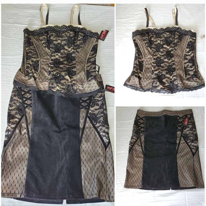 TRIPP Black Velvet & Lace Cami and Pencil Skirt Set Y2K NWT Sz Large Hot Topic - Etsy