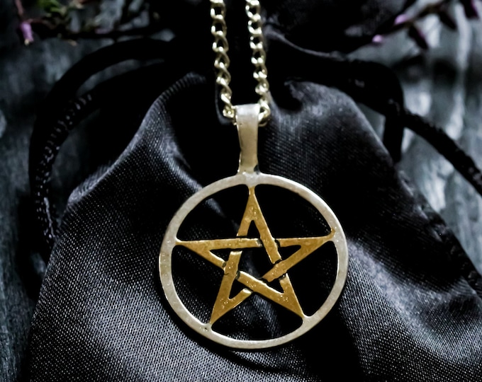 Silver & Gold Pentacle, Pentagram Pendant - Etsy