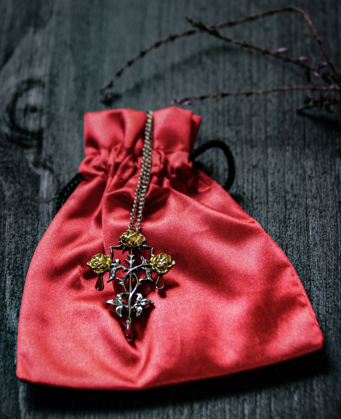 Blood Trinity Gothic Rose Love Pendant. Silver Plated. - Etsy