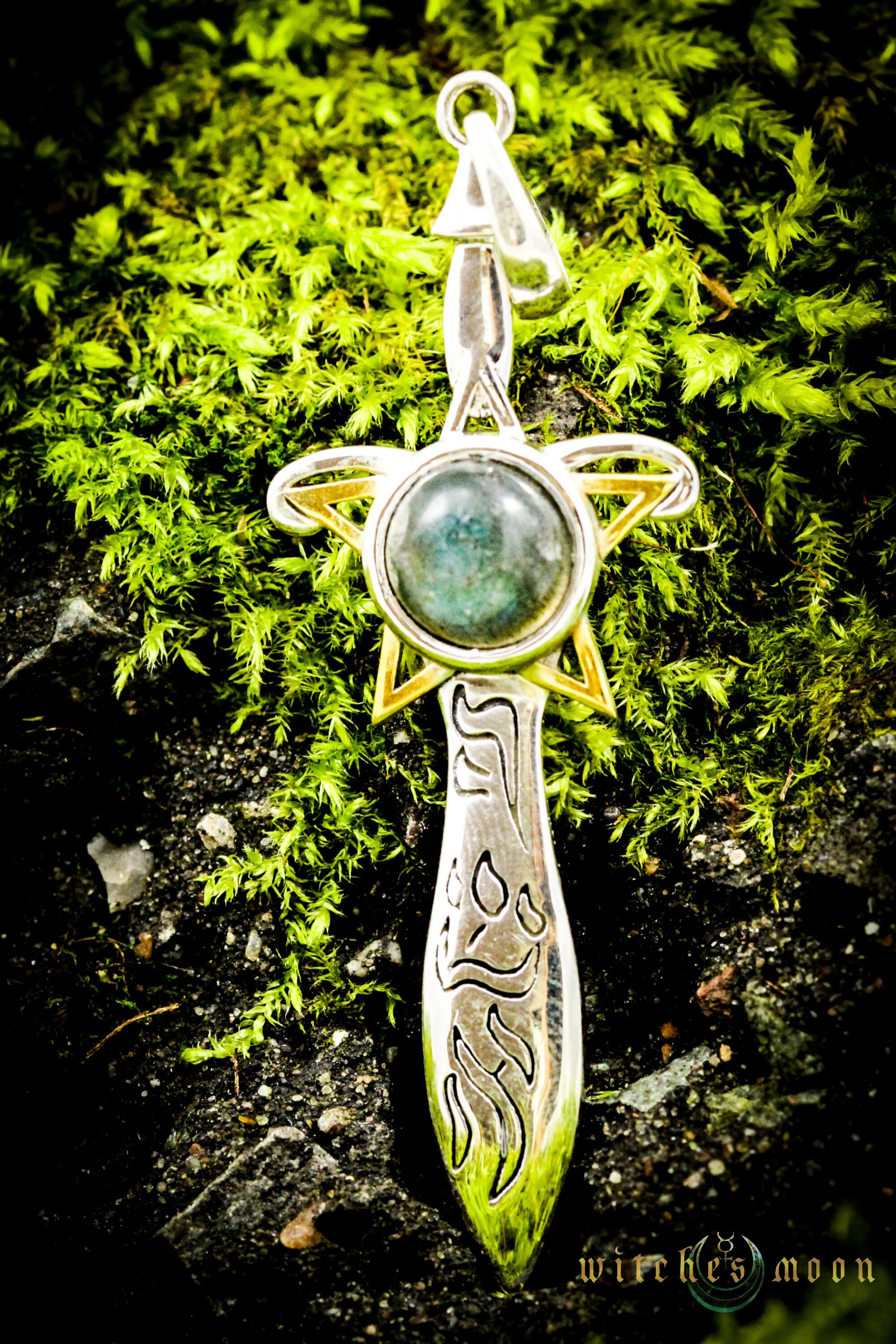 Ashshaph - Magical Dagger, Athame Pendant, Sterling Silver With ...