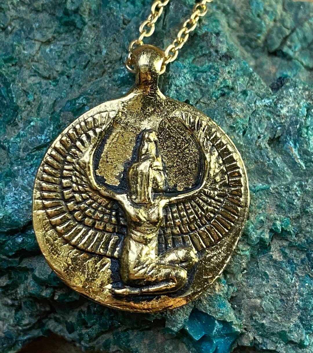 Goddess Isis Egyptian Gold Coin Pendant - Etsy