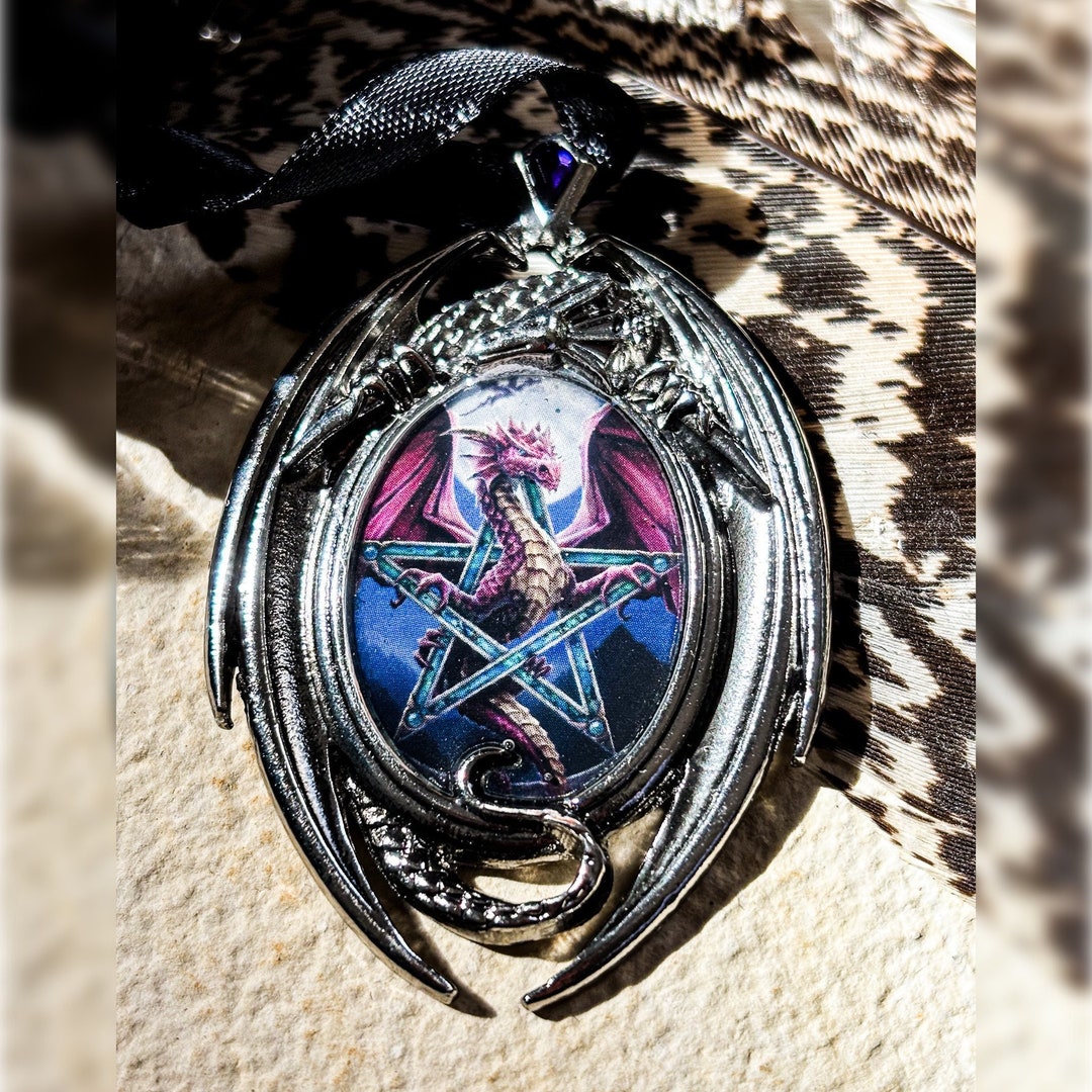 Lunar Magic Cameo - Anne Stokes - Purple Dragon Pendant - Etsy