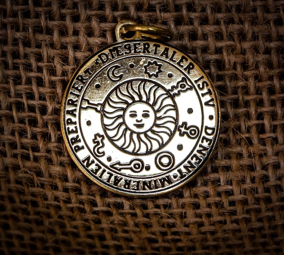 Vintage Sun Talisman from Key of Solomon, handmade - Gem