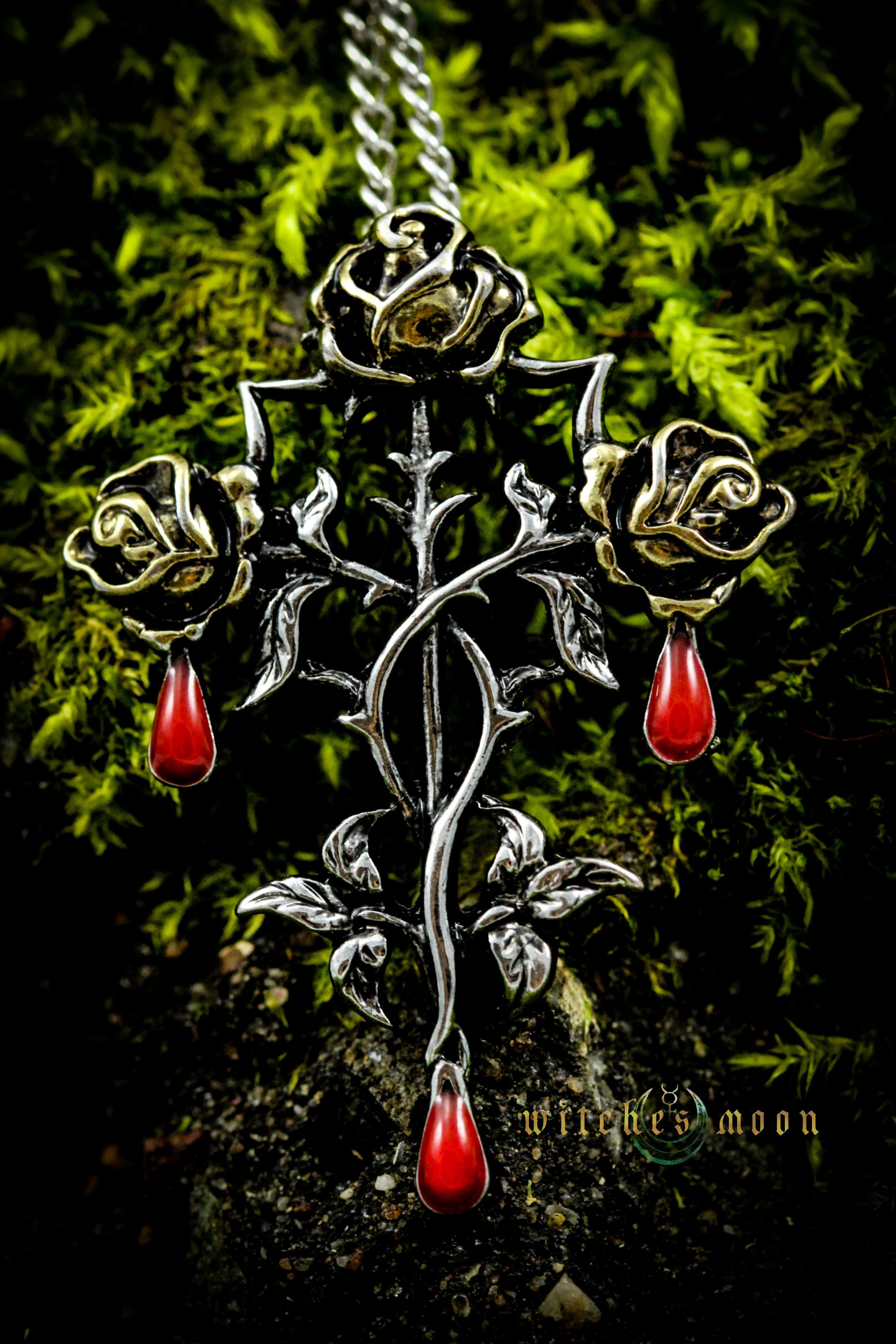 Blood Trinity Gothic Rose Love Pendant. Silver Plated. | Etsy