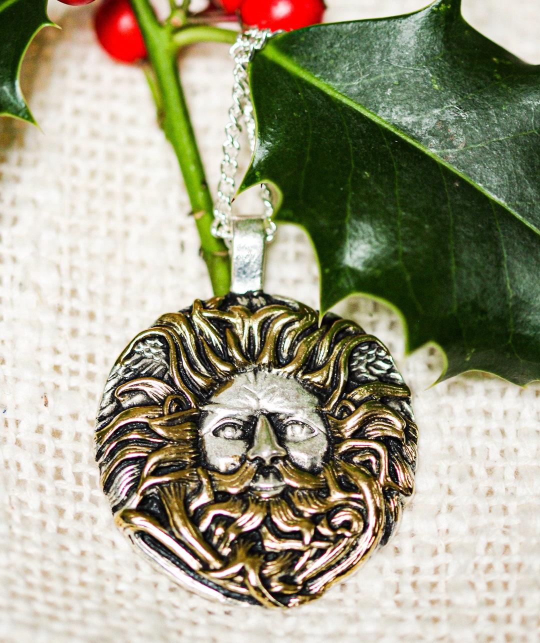 Sun God, Pagan Solar Pendant, Silver & Gold Plated - Etsy