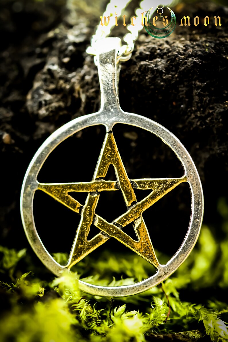 Silver & Gold Pentacle, Pentagram Pendant - Etsy