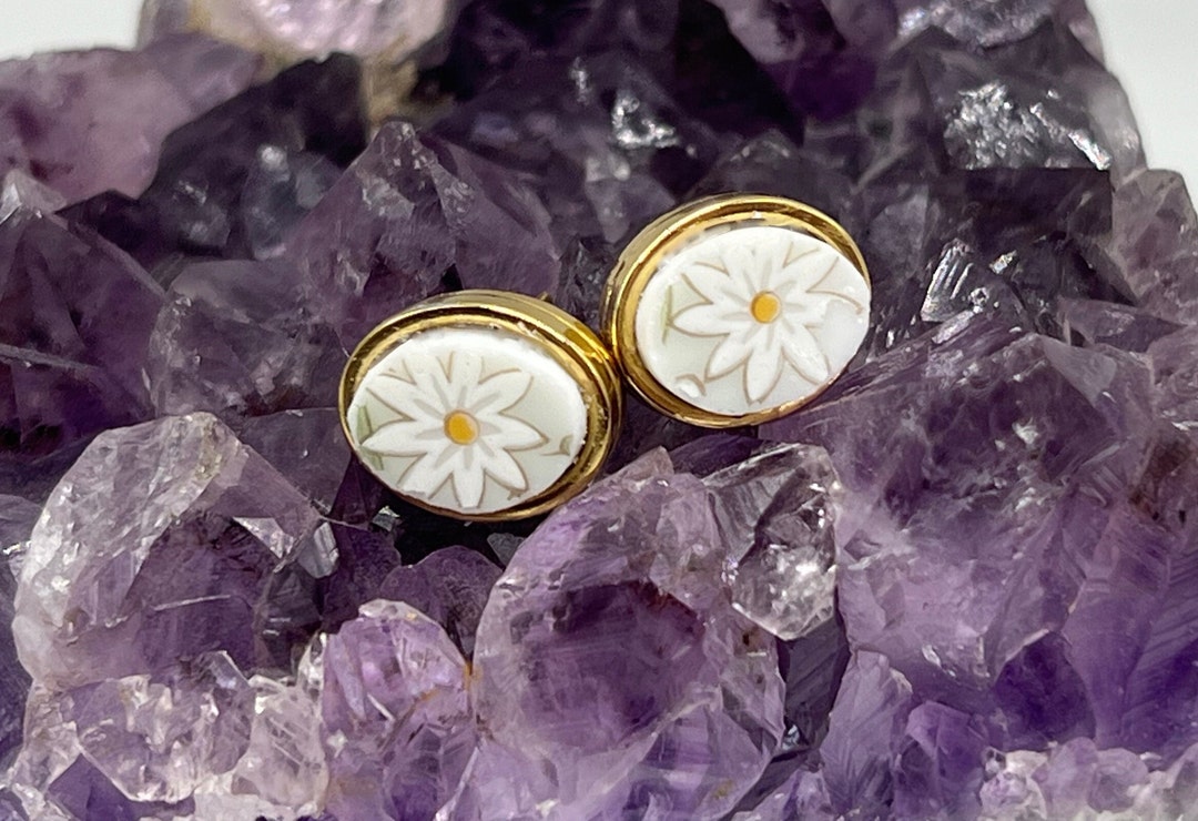 Upcycled China Studs From Vintage Dishes, Edelweiss Flowers Jewelry ...