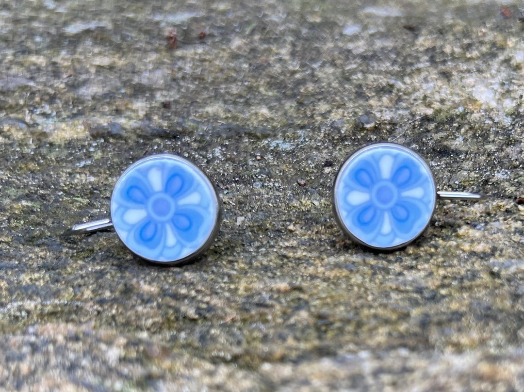 Upcycled Drop Earrings From Vintage Coniston Royal Doulton, Baby Blue ...