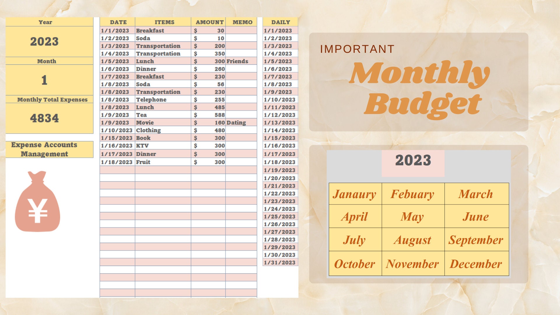 Twelve Months Monthly Budget Spreadsheet/ Monthly Budget Tracker ...