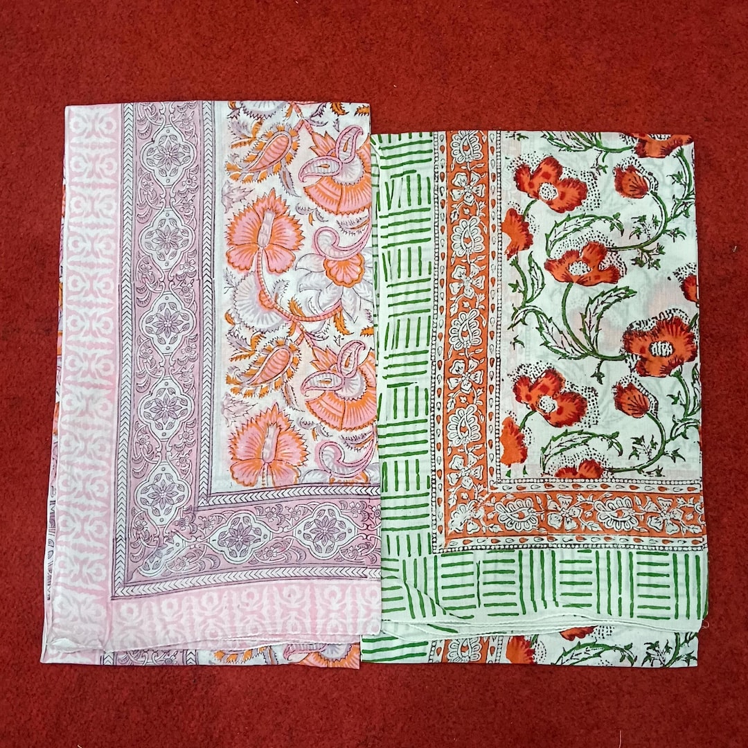 Hand Block Printed Cotton Sarong, Beach Wrap Pareo, Long Scarf, Large ...
