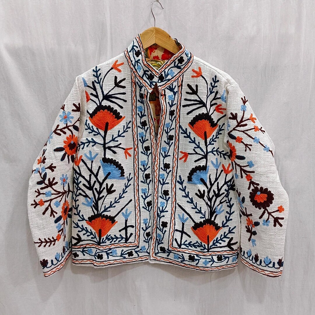 Reversible Cotton Suzani Hand Embroidery Jacket Coat, Women Wear Winter ...
