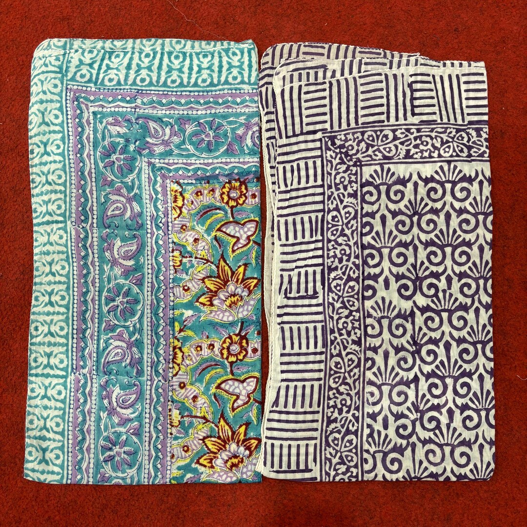 Handmade Block Print Cotton Scarf: Floral Indian Scarf (39x39 Inches ...