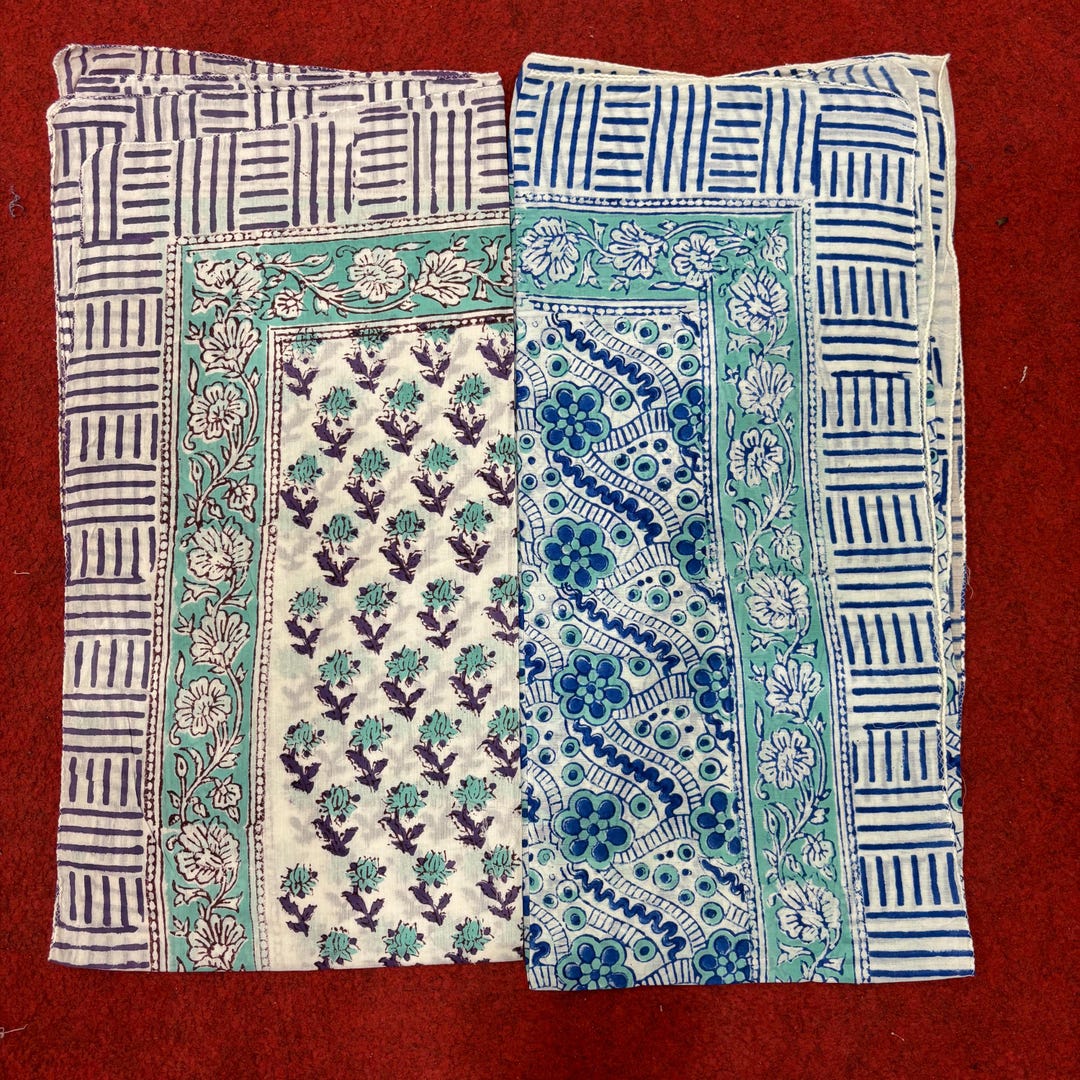 Handmade Block Print Cotton Scarf: Floral Square Scarf (39x39 Inches ...